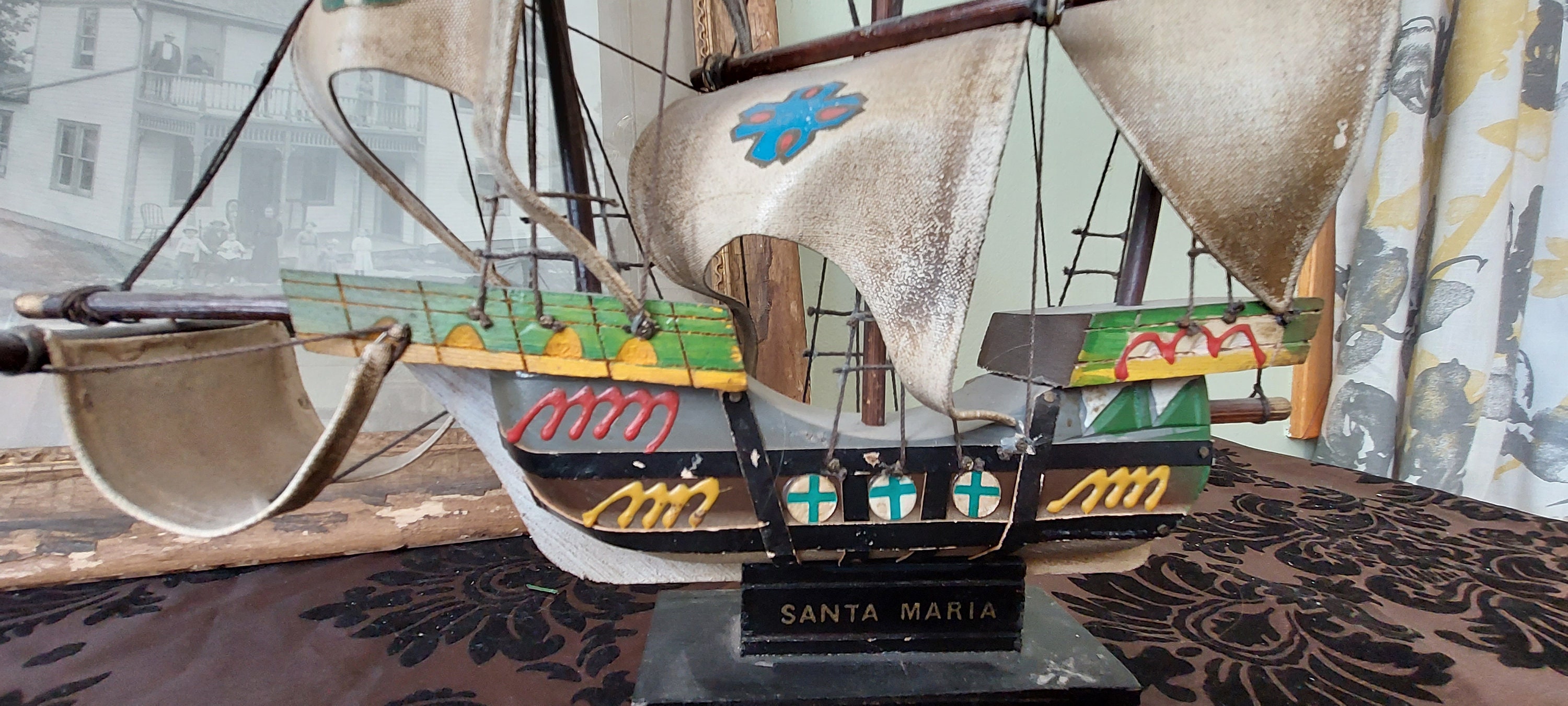Vintage Santa Maria Model Ship Maritime Statue Figurine Columbus Free ...