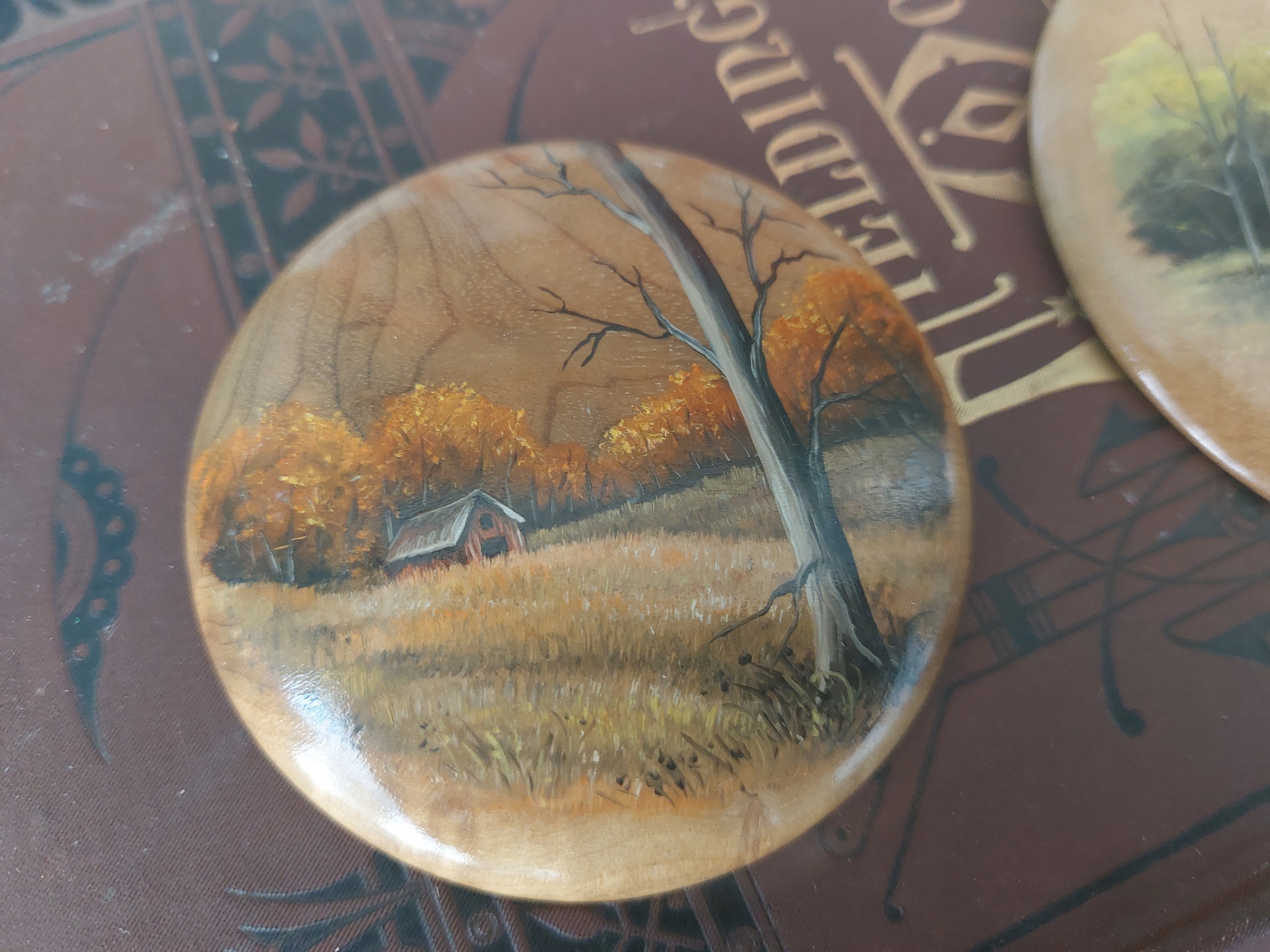 Vintage Pair of Small Hand Painted Oregon Myrtle Wood - Etsy