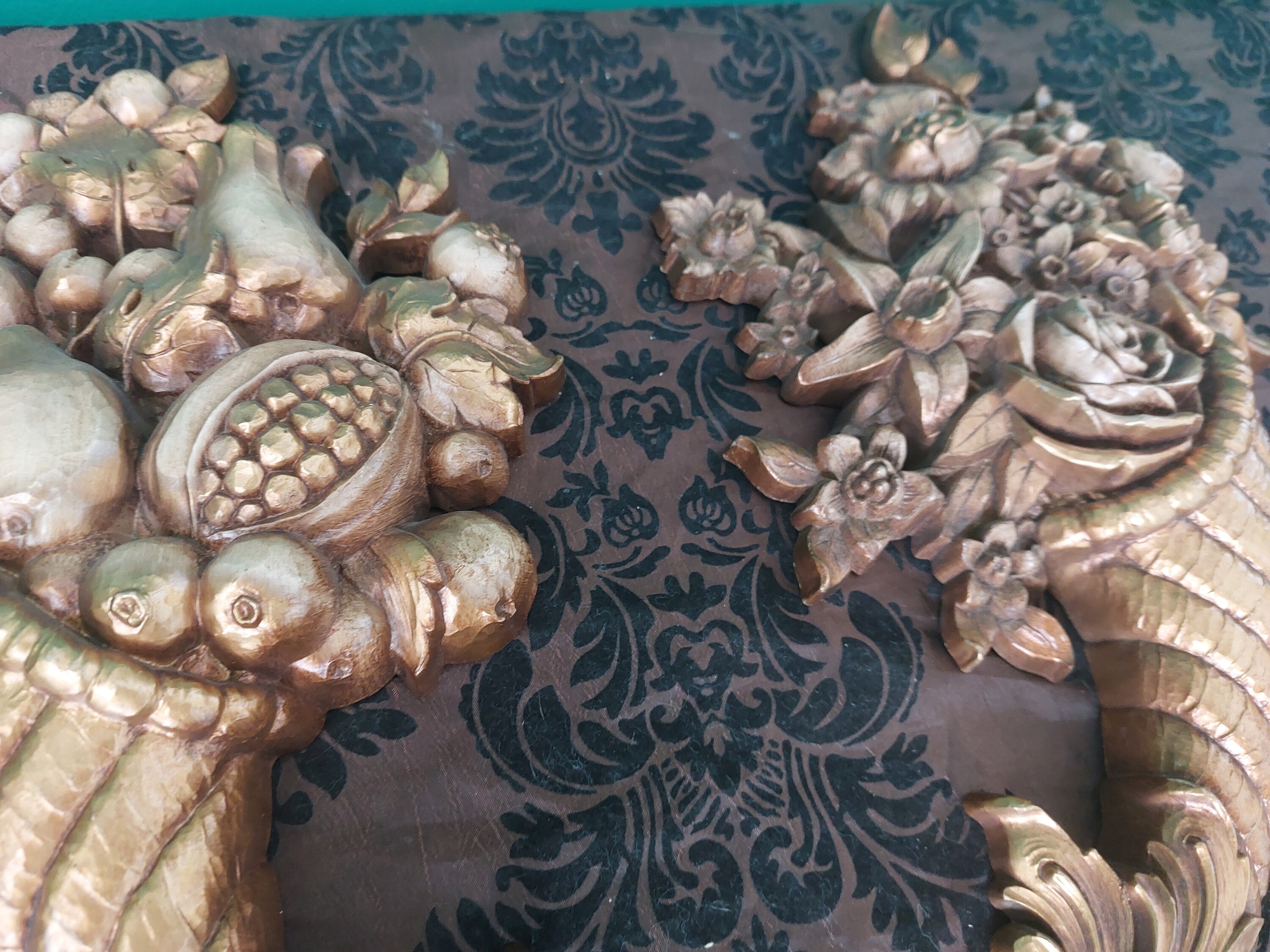 Vintage Pair Hollywood Regency Gold Floral Cornucopia Wall Hanging ...