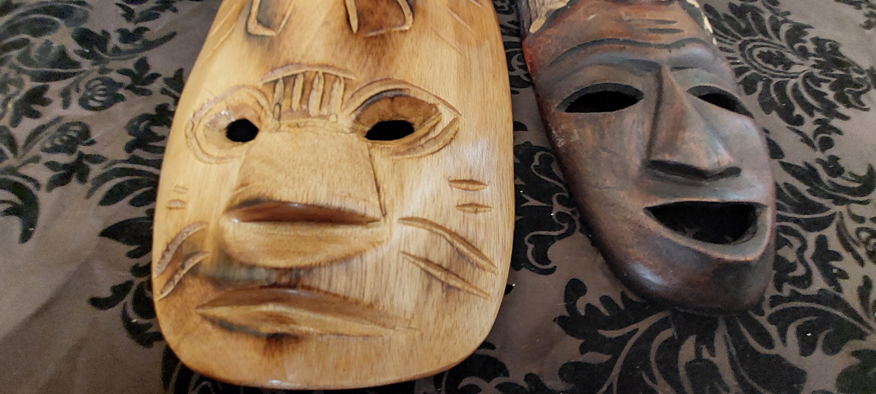 Vintage Pair of Tribal Masks Antigua Fiji Wooden Ethic Wall - Etsy