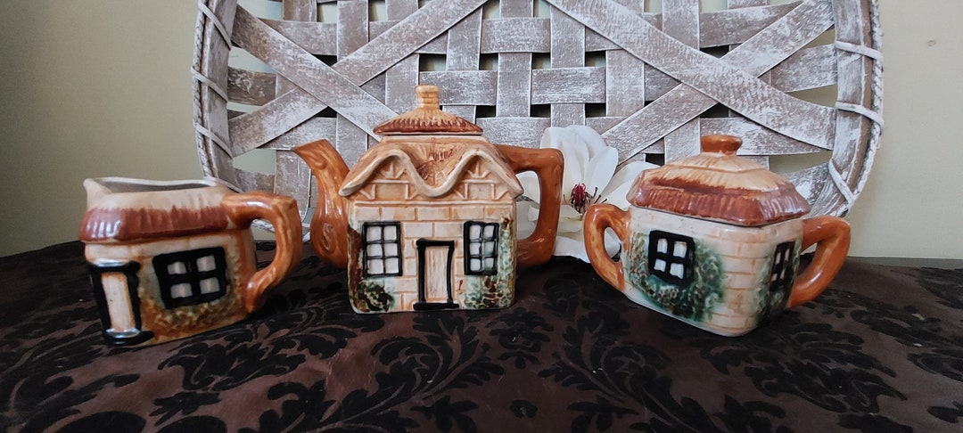 Adorable Set Vintage Cottagecore Teapot Creamer Sugar German Cottage ...