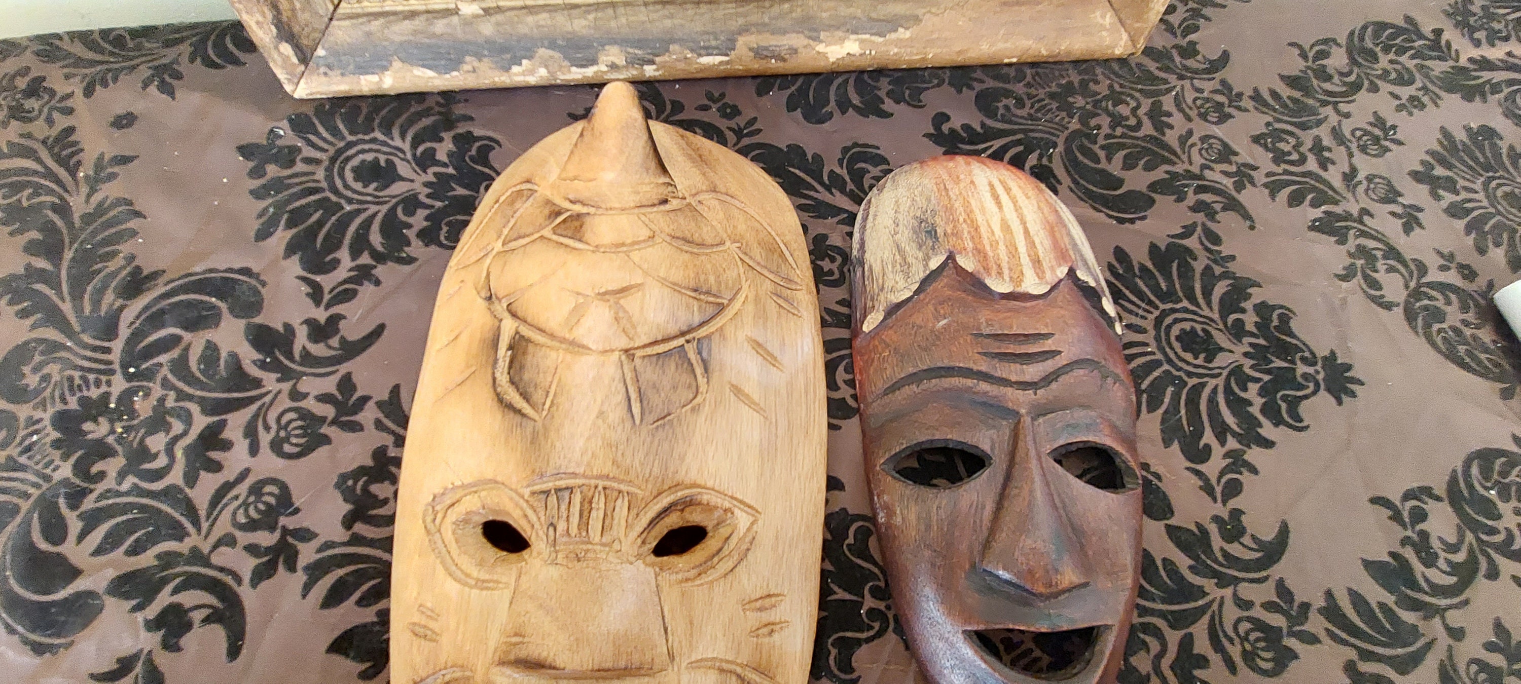 Vintage Pair of Tribal Masks Antigua Fiji Wooden Ethic Wall - Etsy