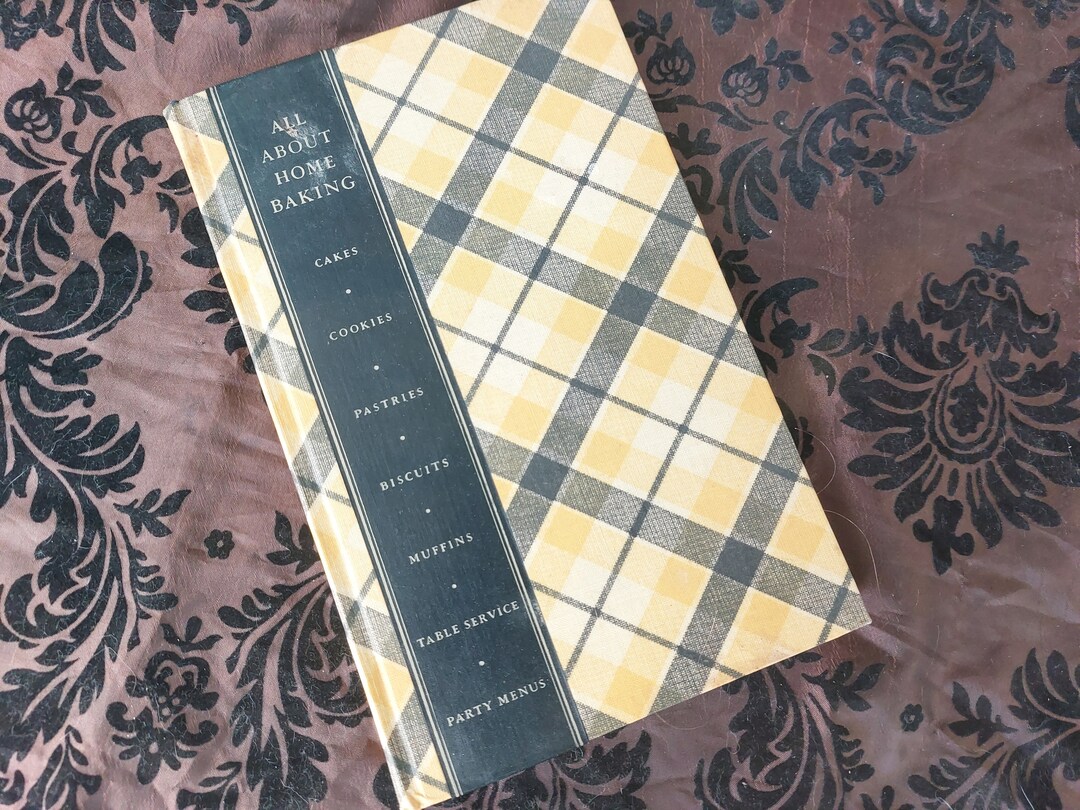 Gorgeous Vintage All About Home Baking Yellow & Black Check Cookbook ...