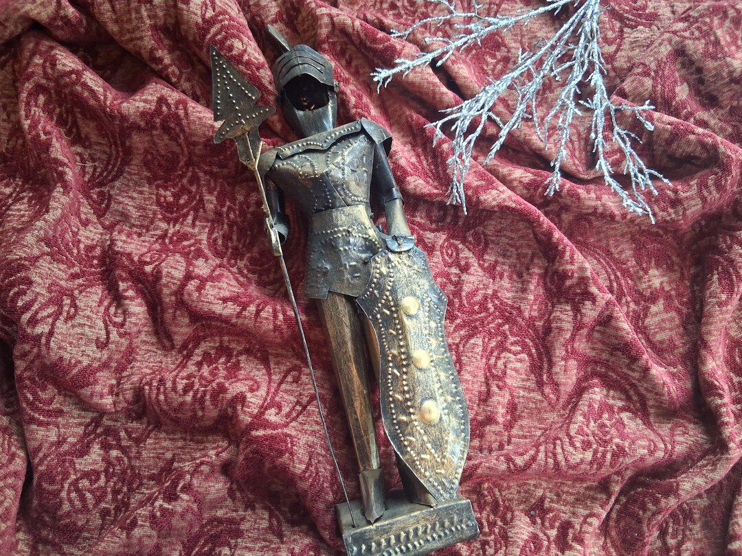 1970s Mexico! Vintage Tin Soldier Armor Folk Art Figurine Statue 70s ...