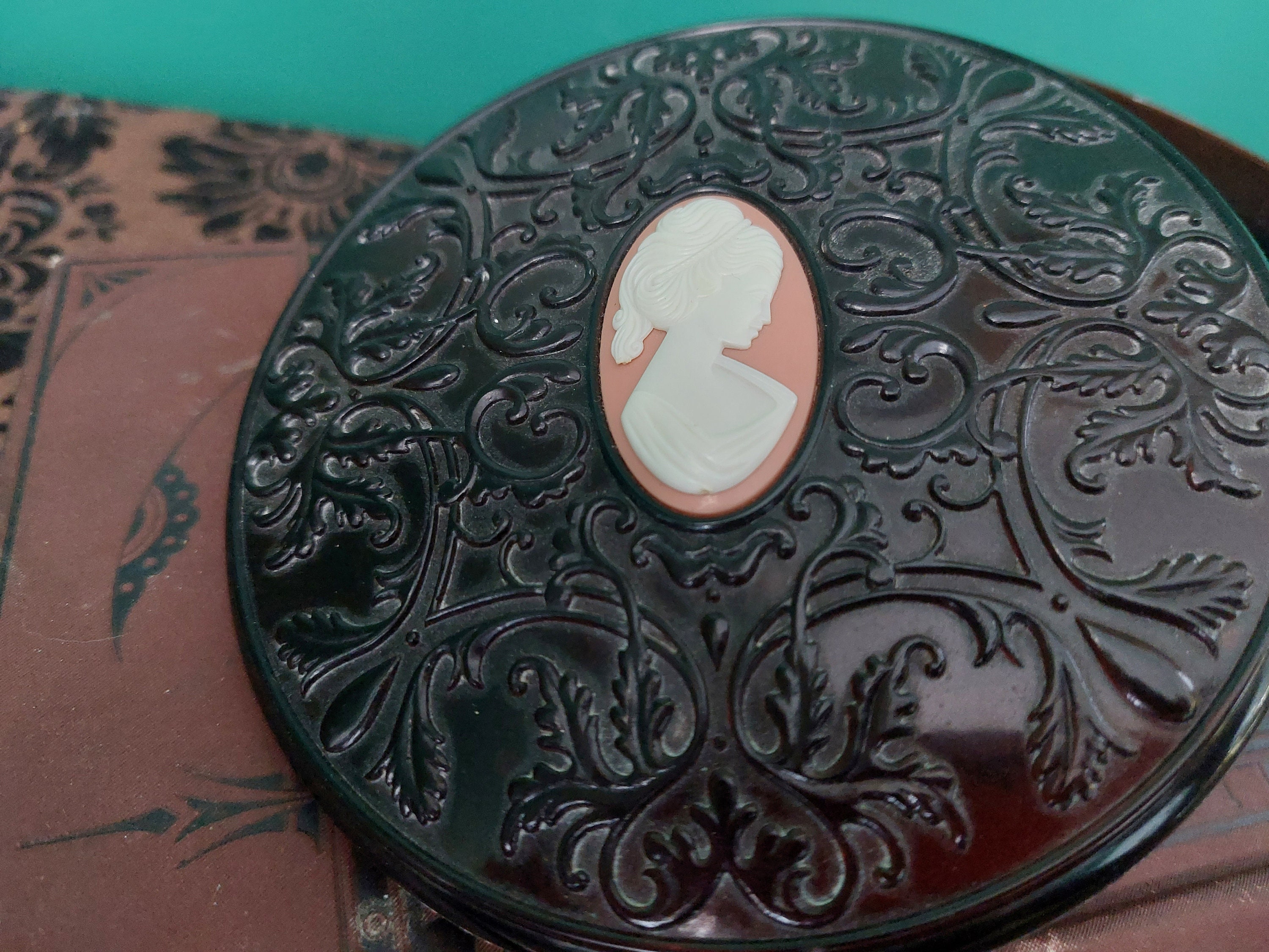 Vintage Boudoir Cameo Powder Jar Container Vanity Decor - Etsy