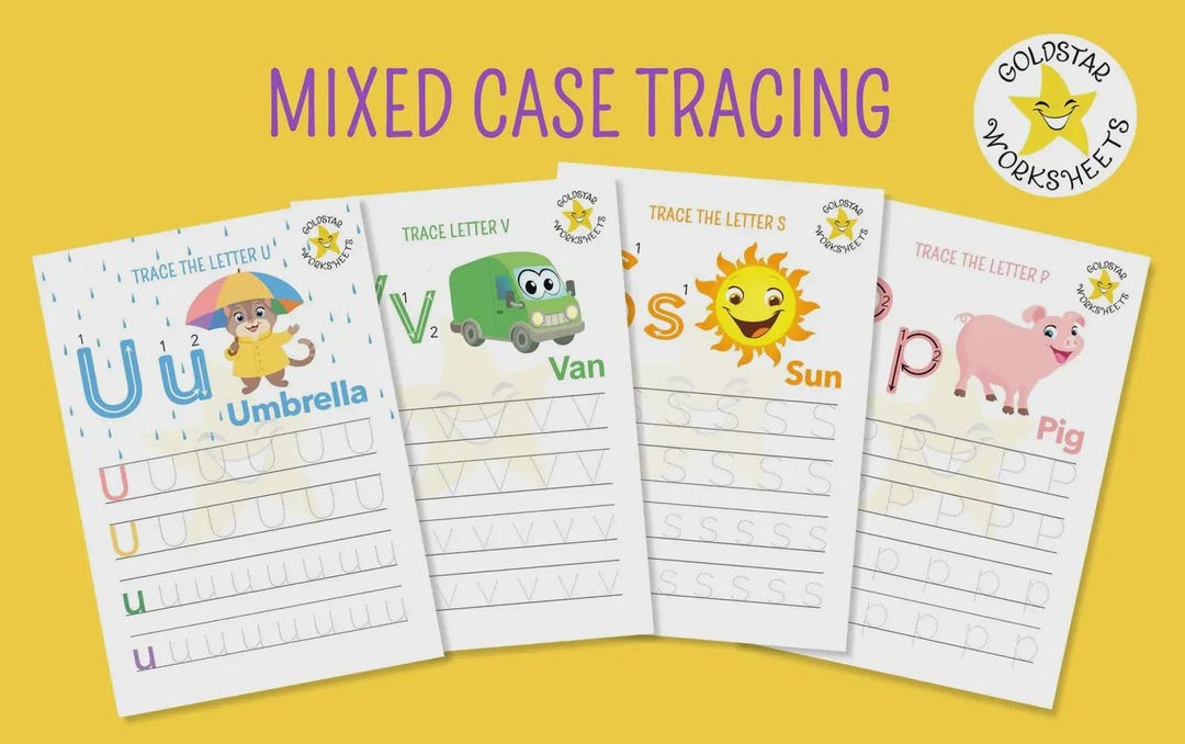 Mixed Case Letter Tracing Worksheets – Colorful A–Z Alphabet Practice ...