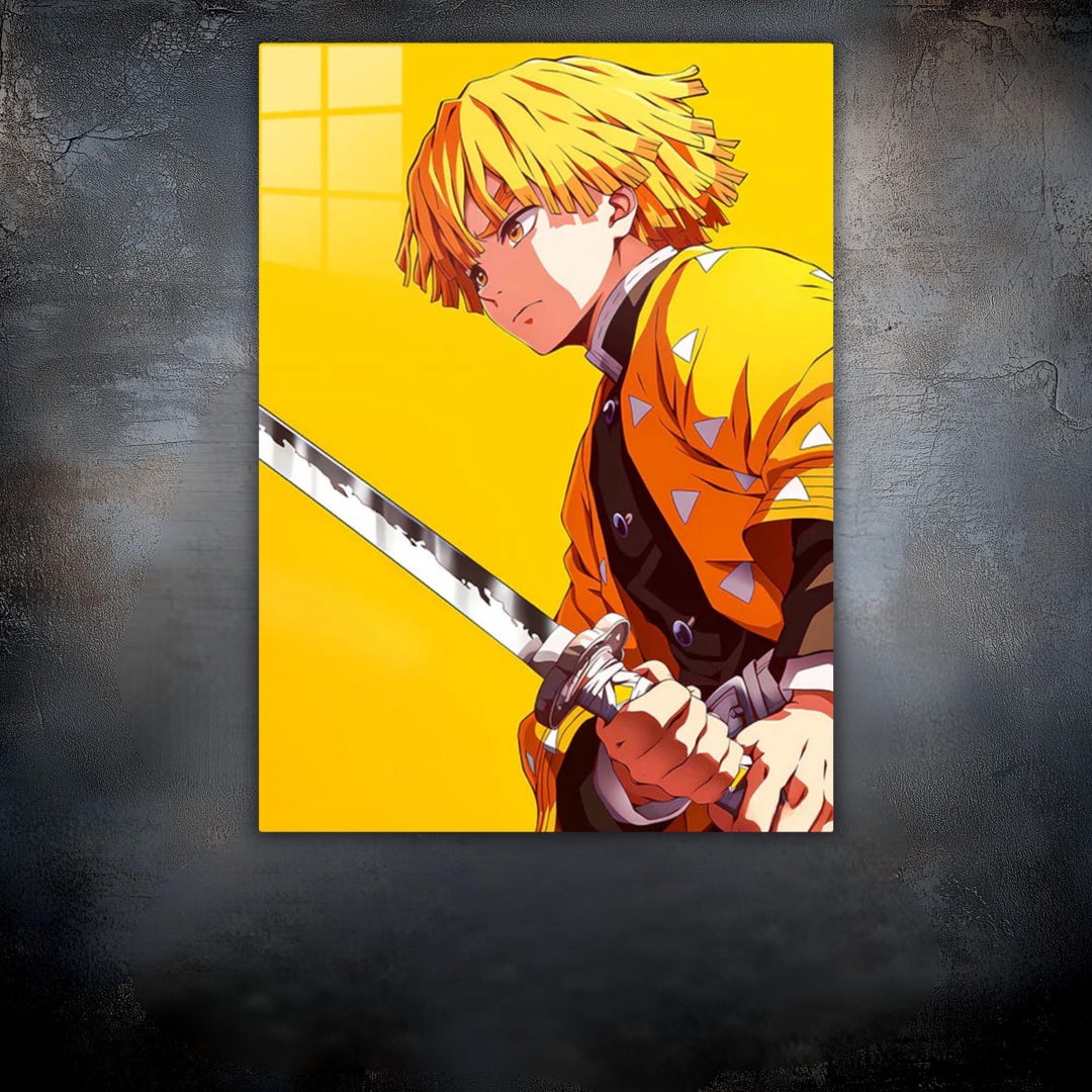 Zenitsu Agatsuma Minimalist Metal Wall Art, Custom UV Print ...