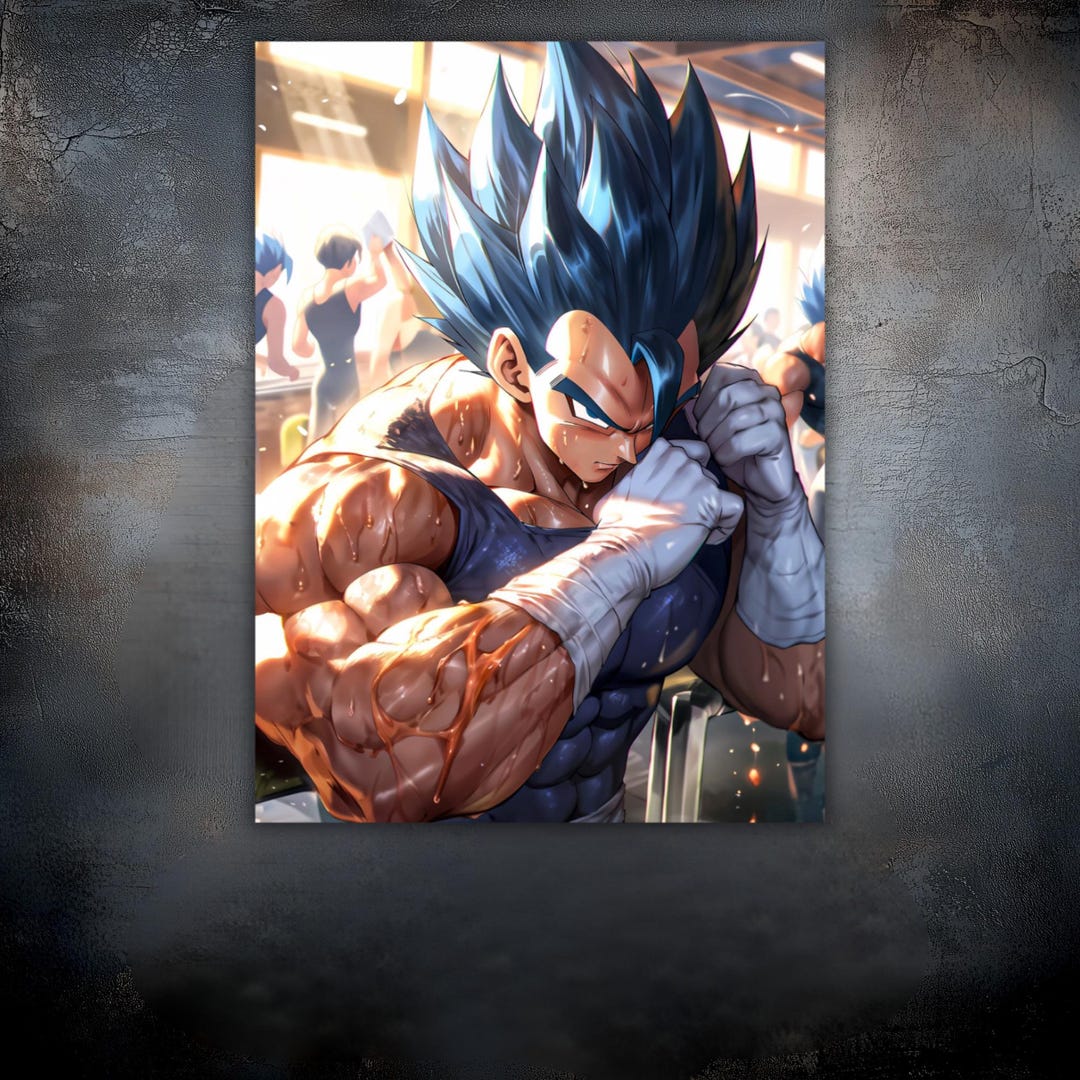 Vegeta Gym Training Metal Wall Art – UV Printed Anime Decor – Custom ...