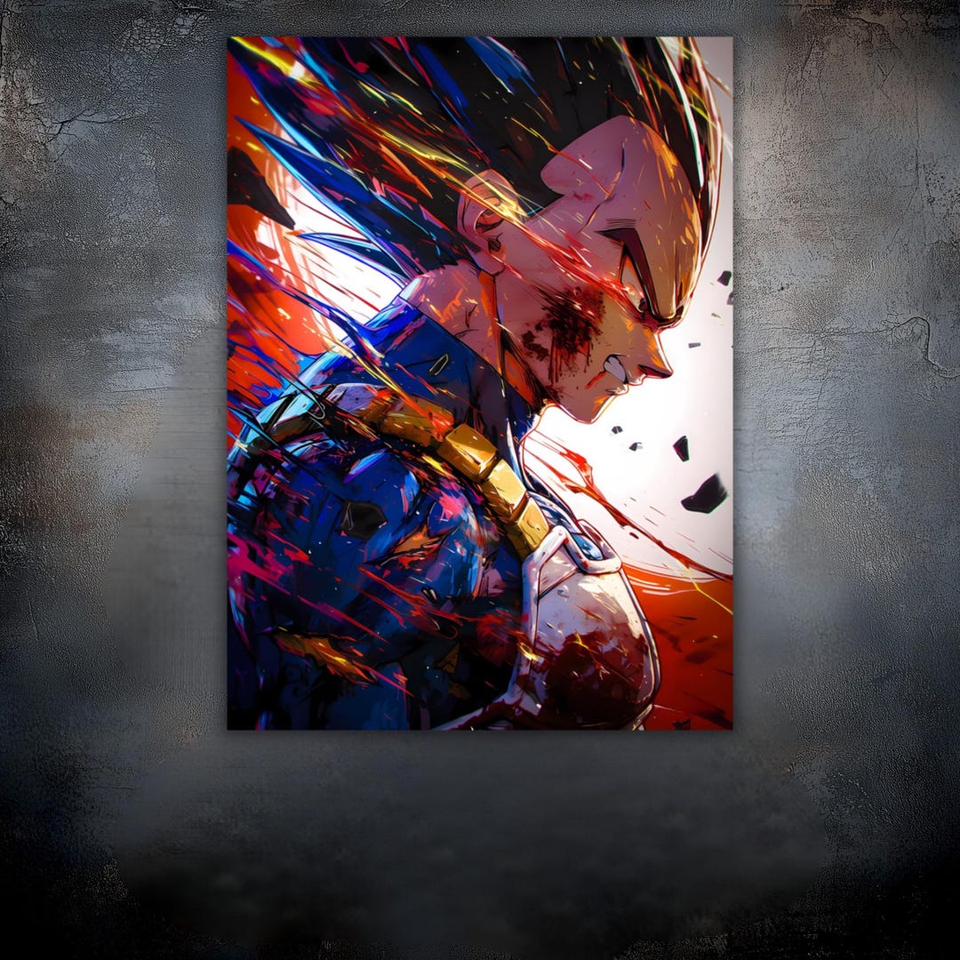 Battle-damaged Vegeta Art | Dragon Ball Z Metal Wall Print | Fierce ...