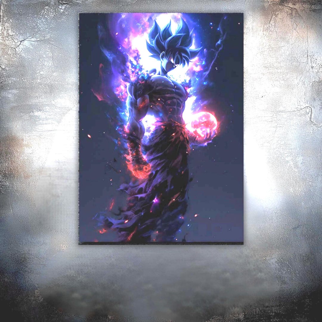 Galaxy Goku Metal Wall Art | UV Print Anime Decor | Custom Size ...