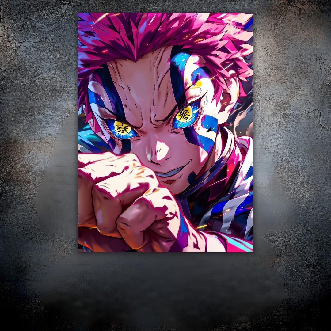 Akaza Demon Slayer Metal Wall Art – UV Printed Anime Poster ...