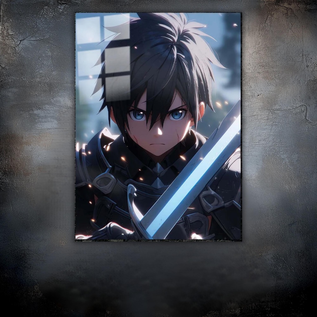 Kirito Black Swordsman Metal Wall Art | UV Printed SAO Decor | Custom ...