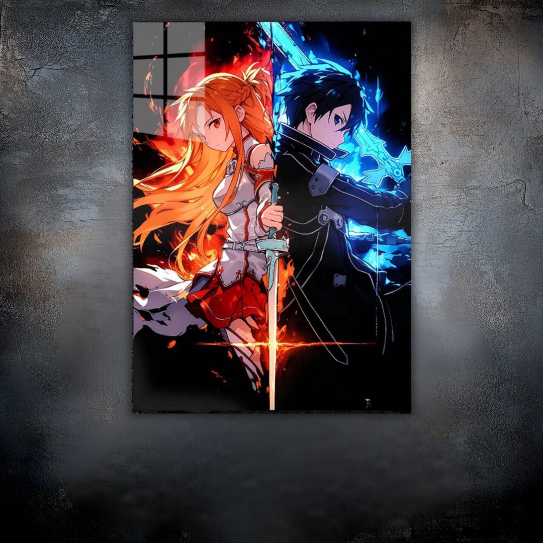 Kirito & Asuna Sword Art Online Metal Wall Art | UV Printed Anime Decor ...