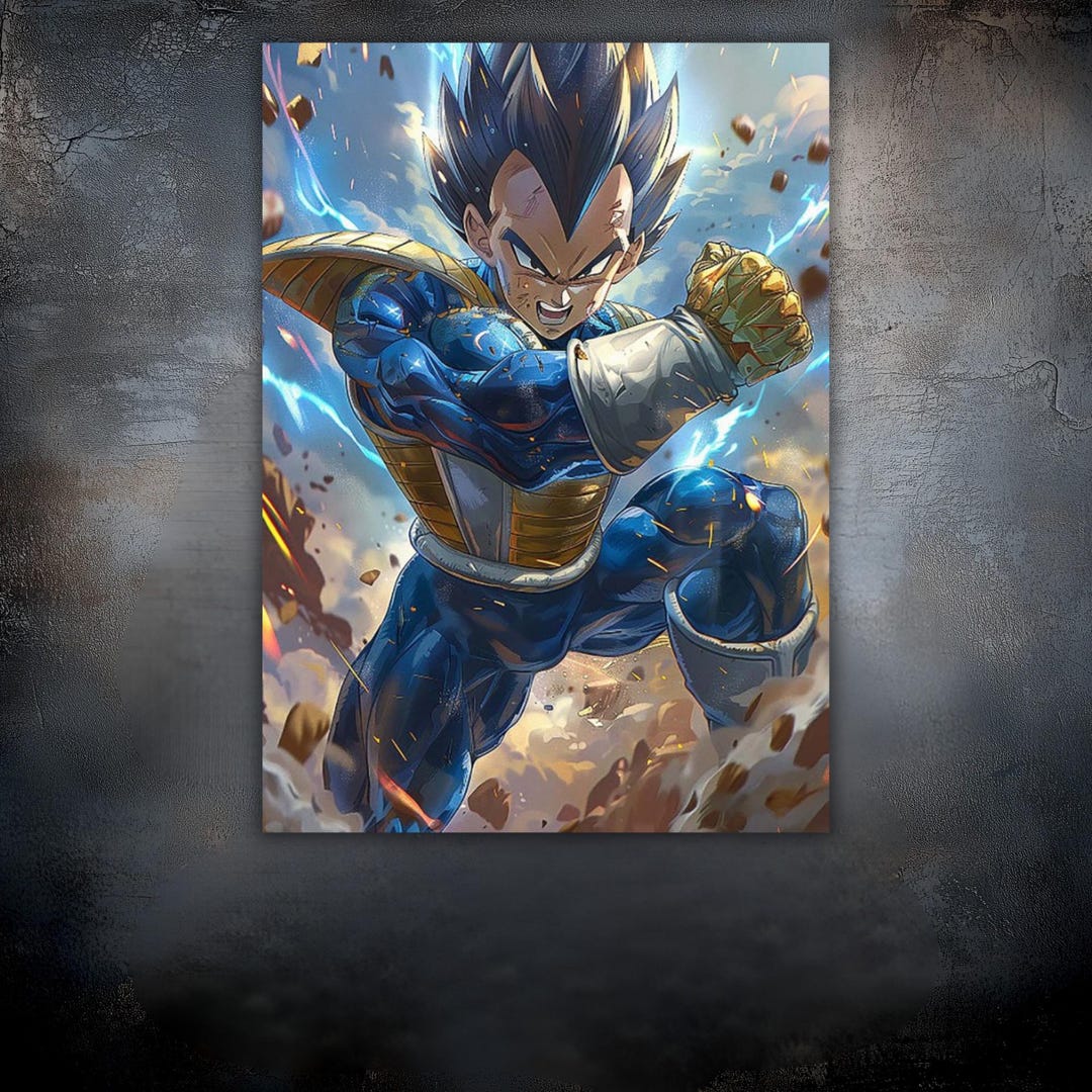 Vegeta Metal Wall Art | Dragon Ball Z UV Print | Customizable Saiyan ...