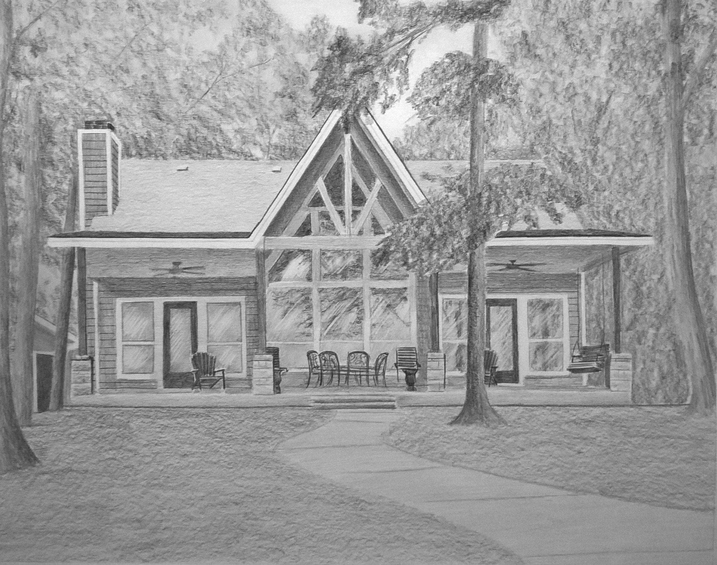 Custom Home Drawing From Photo House Pencil Sketch Art | Etsy