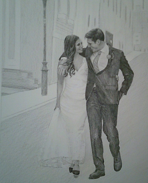Custom Wedding Drawing From Your Photo Original Pencil | Etsy
