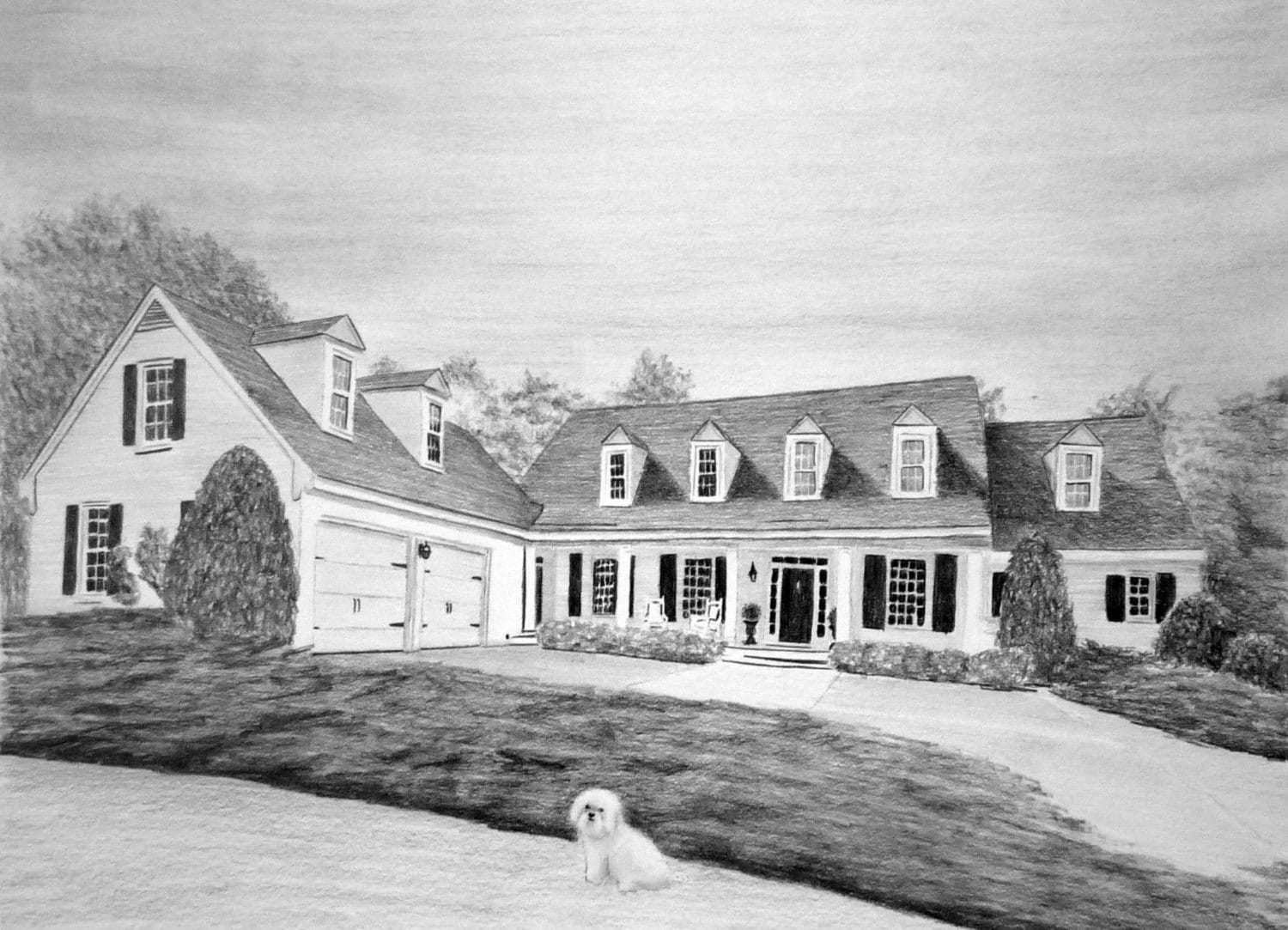 Custom Home Drawing From Your Photo Original House Pencil | Etsy