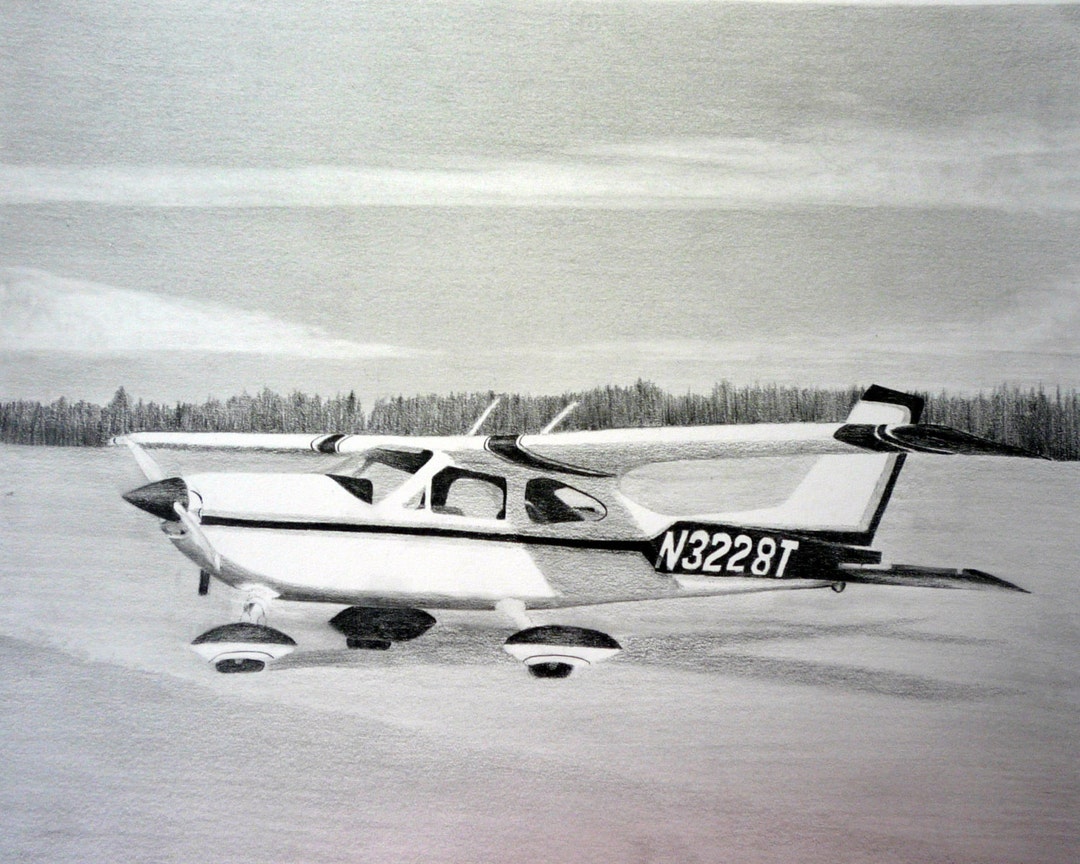 Custom Airplane Drawing – Realistic Hand-drawn Pencil Art From Photo ...