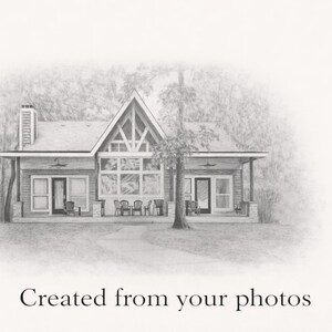 Custom Home Portrait – Realistic Hand-drawn Pencil Drawing From Photo ...
