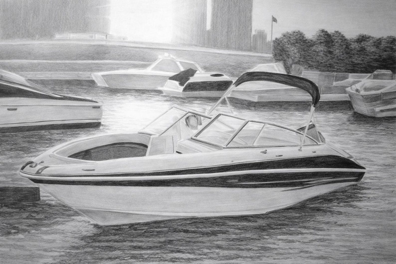 Custom Boat Drawing – Realistic Hand-drawn Pencil Art From Photo ...