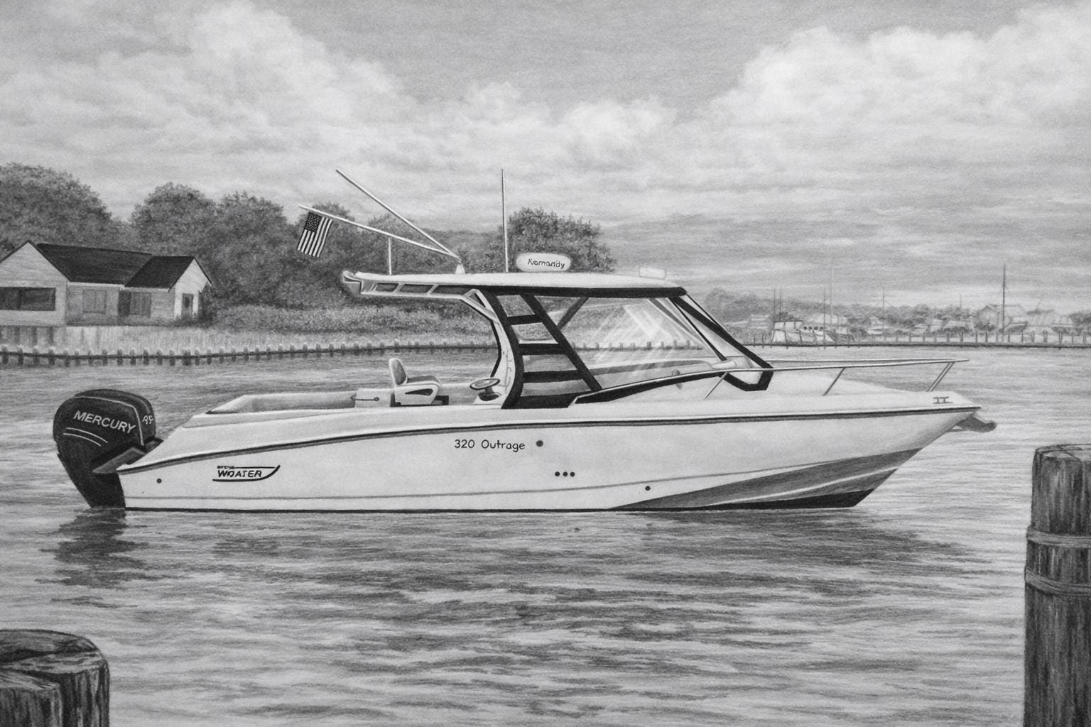 Custom Boat Drawing – Realistic Hand-drawn Pencil Art From Photo ...