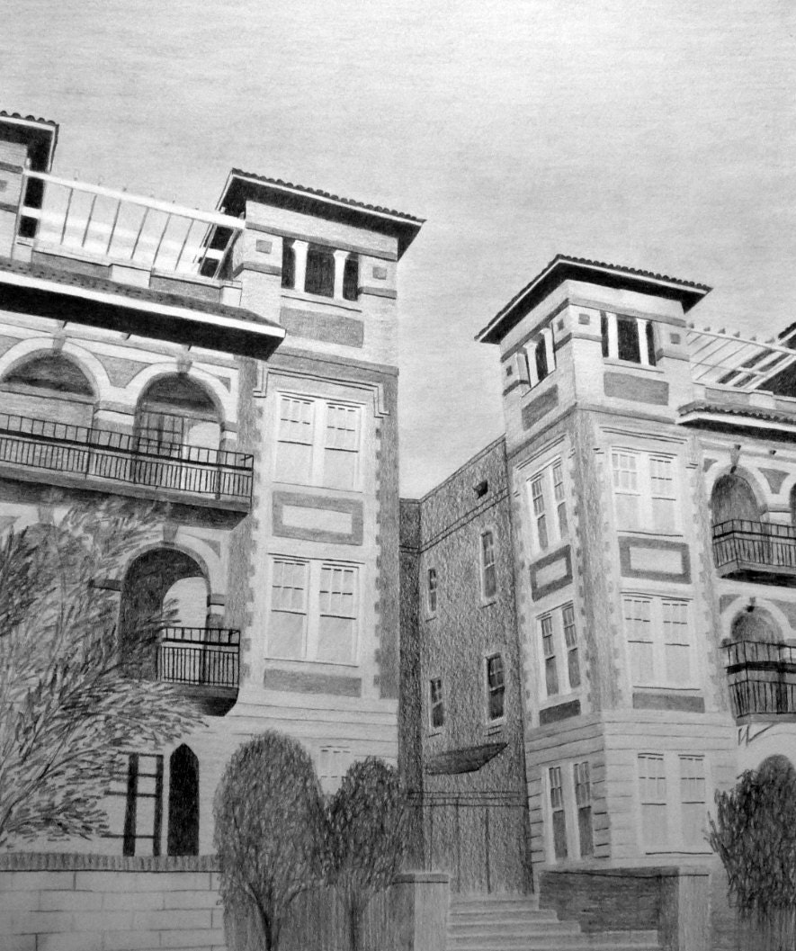 Custom Home Drawing From Your Photo Original House Pencil | Etsy