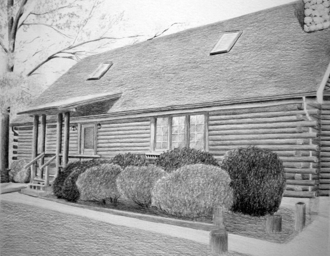 Custom Home Drawing From Your Photo Original House Pencil | Etsy