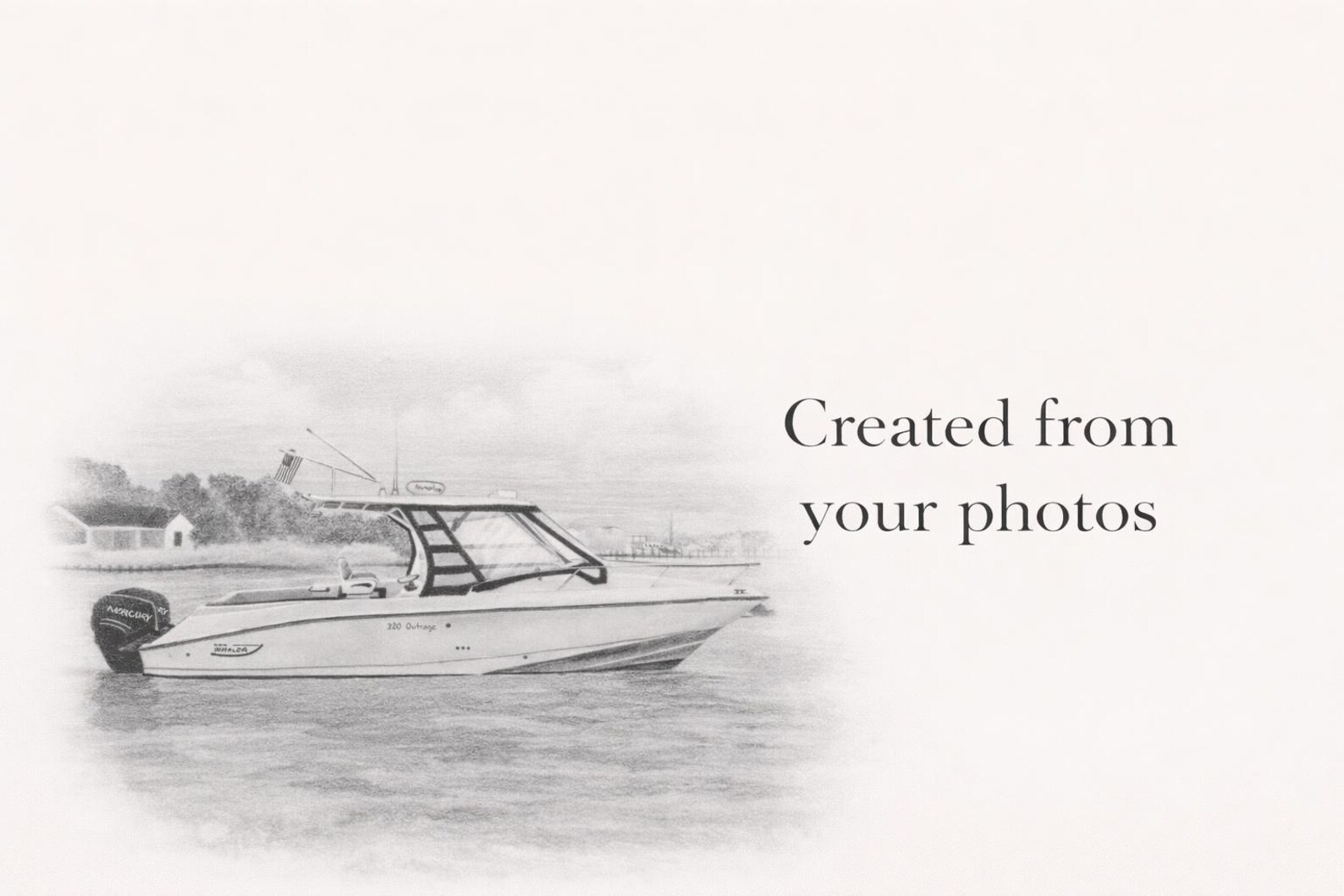 Custom Boat Drawing – Realistic Hand-drawn Pencil Art From Photo ...