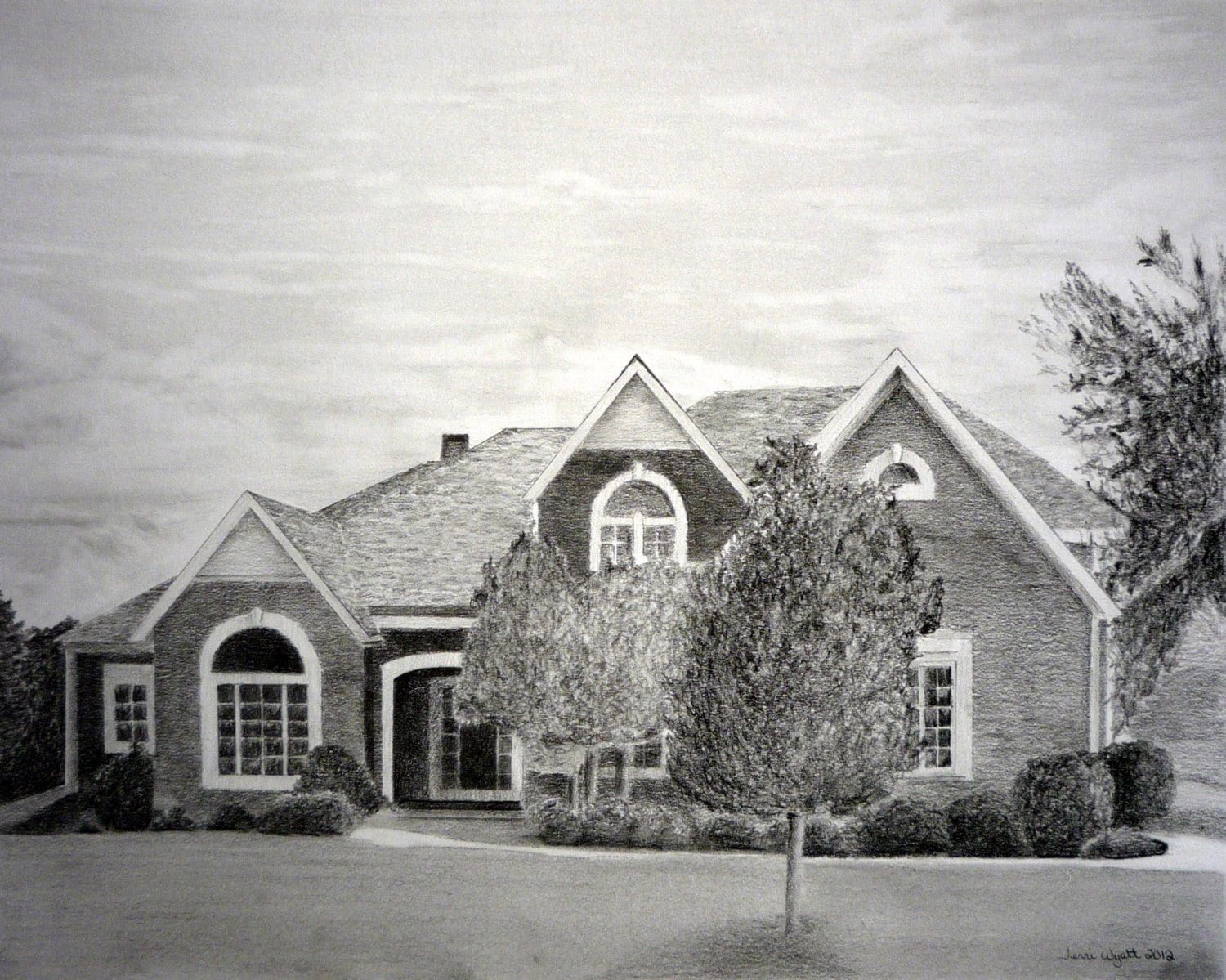 Custom Home Drawing From Your Photo Original House Pencil | Etsy