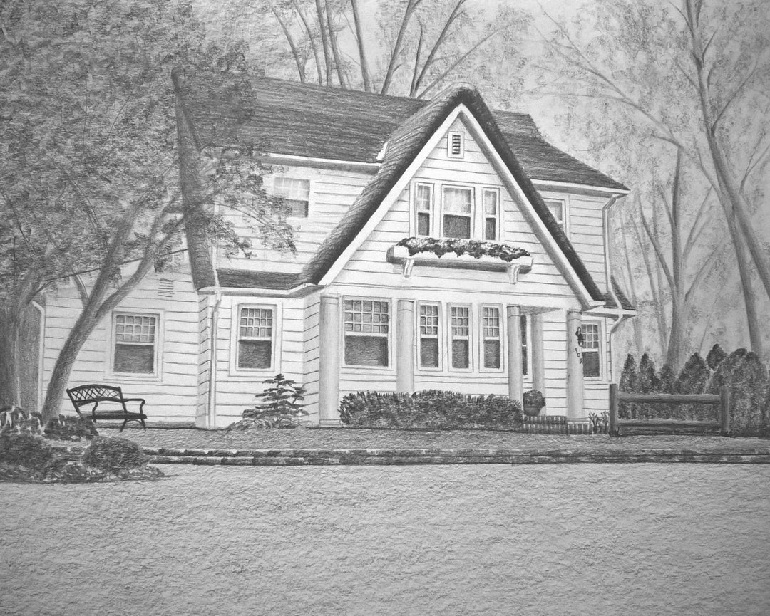 Custom Pencil Drawing From Your Photo Real Estate Closing Gift ...