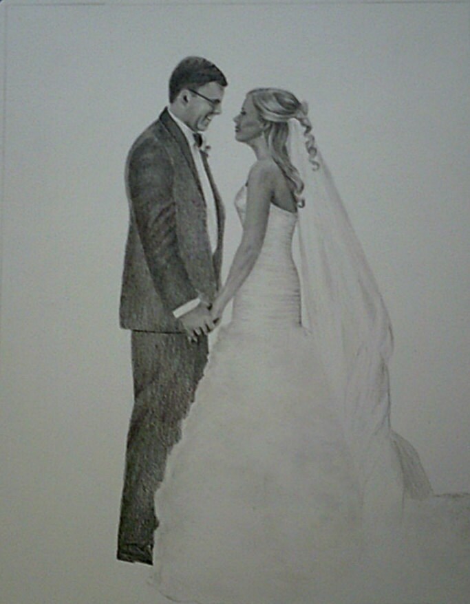 Custom Wedding Drawing From Your Photo Original Pencil | Etsy