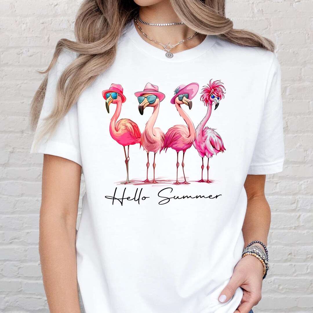 Flamingo Squad Shirt, Funny Tropical Vacation Tee, Stylish Flamingos ...