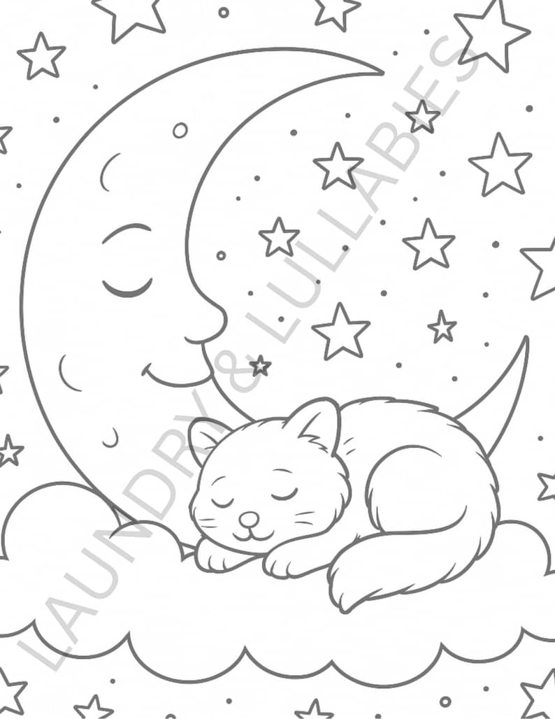 Nighttime Coloring Pages | Toddler Bedtime Art | Calm Sleep Routine for ...