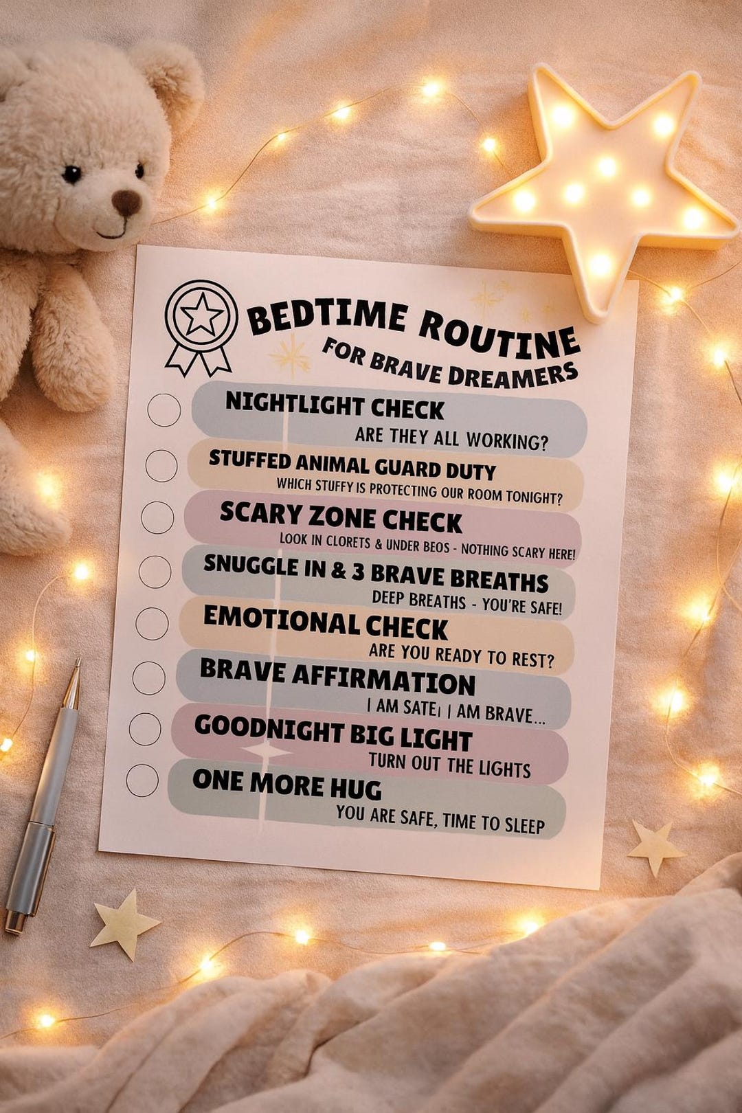 Bedtime Routine Chart for Kids | Brave Dreamers Nighttime Checklist ...