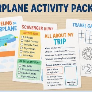 Airplane Travel Activity Book for Kids | Printable Travel Games ...