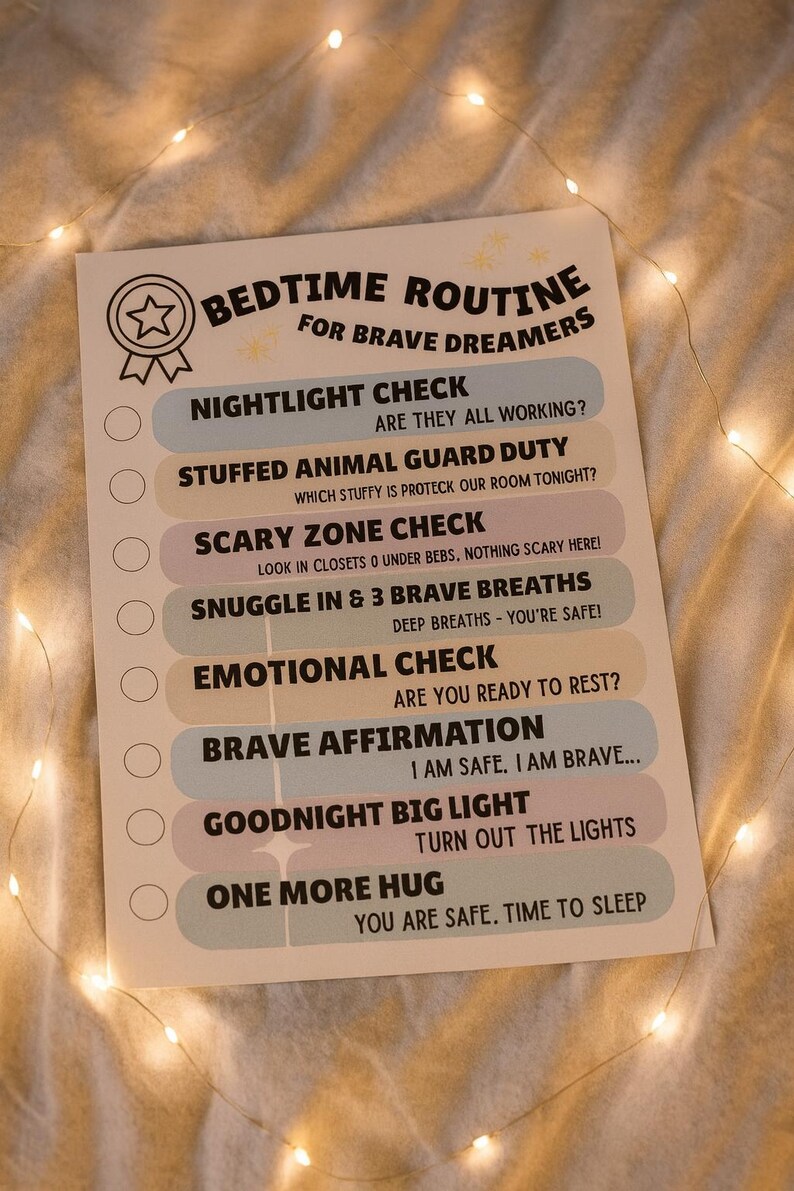 Bedtime Routine Chart for Kids | Brave Dreamers Nighttime Checklist ...