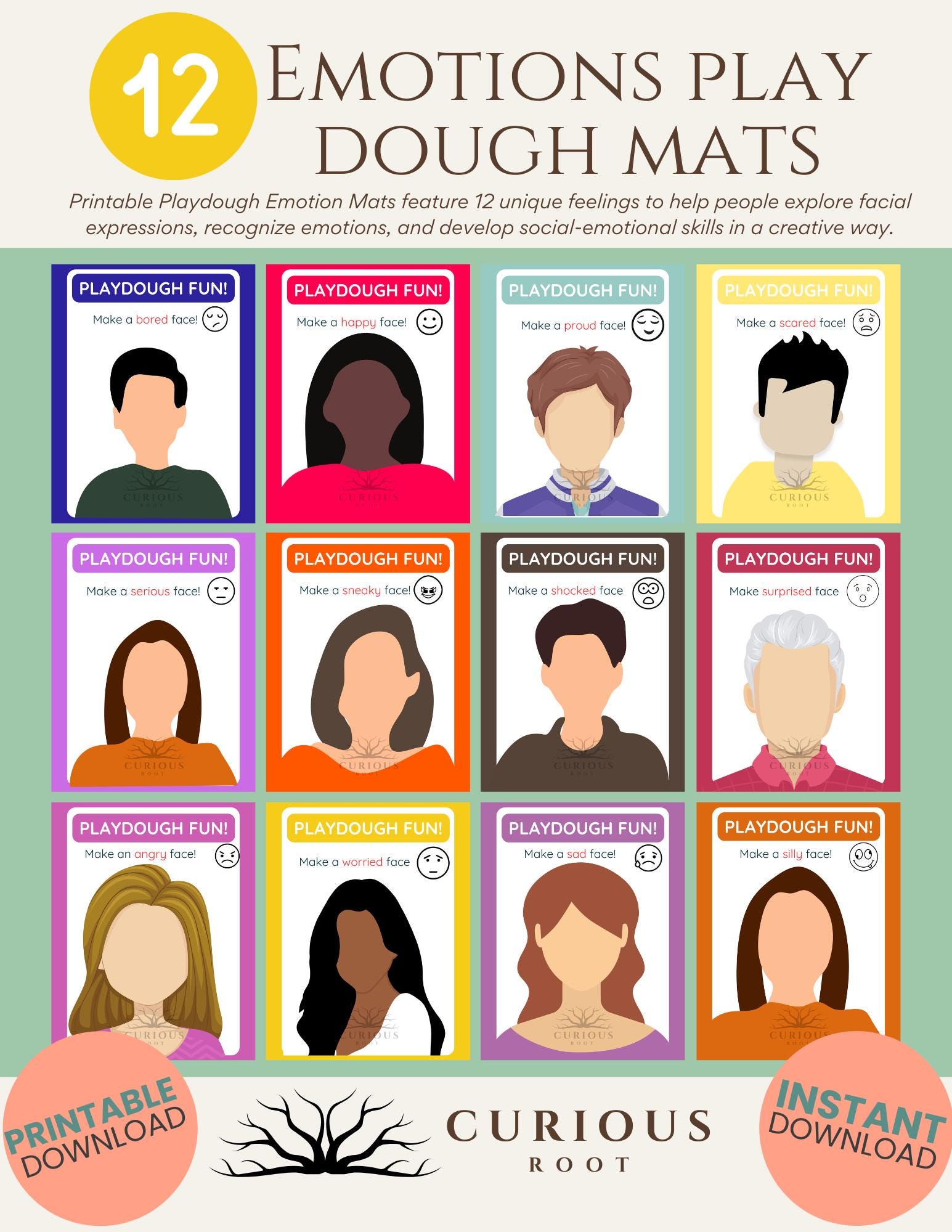 Playdough Emotion Mats: SEL Activity for Kids (PDF + PNG Downloadable ...