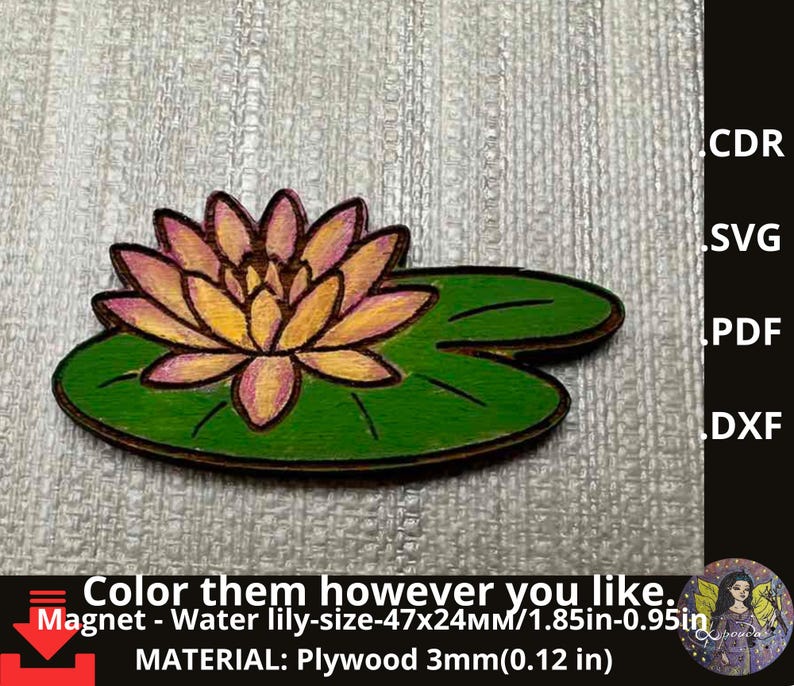 Laser Cut Wooden Magnet. Cute Capybara & Axolotl, Cattail, Water Lily ...