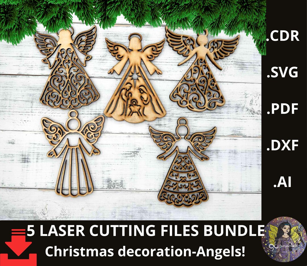 Christmas Laser Cut Files, Christmas Angels Laser Cut Bundle, Angel ...