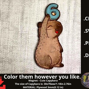 Laser Cut Wooden Magnet. Cute Capybara & Axolotl, Cattail, Water Lily ...