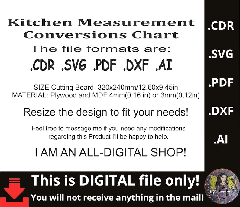 Kitchen Measurement Conversions Chart Svg,kitchen Baking Cheat Chart ...