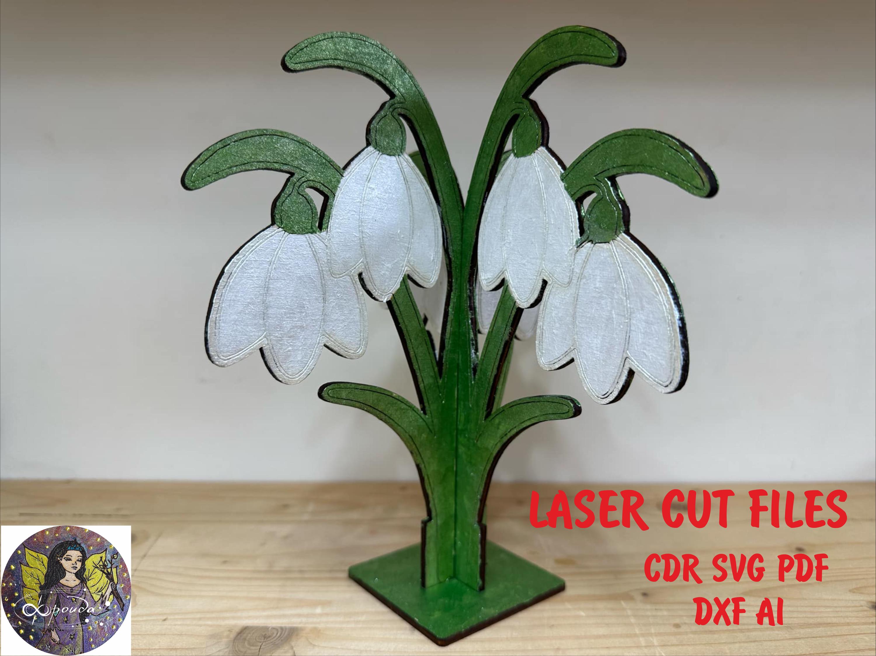 Snowdrops Svg Wildflowers Svg Wood Flowers Table Centerpiece Flowers ...