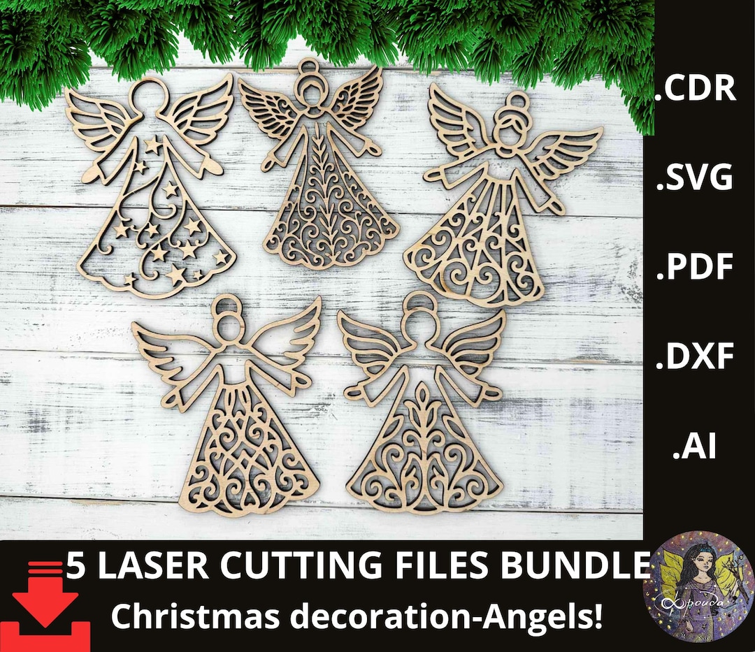 Christmas Laser Cut Files, Christmas Angels Laser Cut Bundle, Angel ...