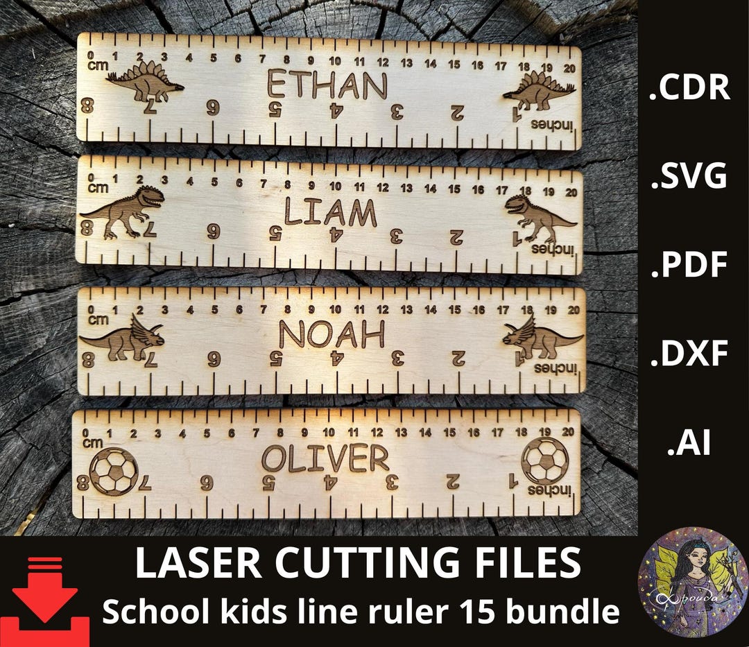 Laser Cut File, School Kids Line Ruler 15 Bundle Laser Cut Svg Cutting ...