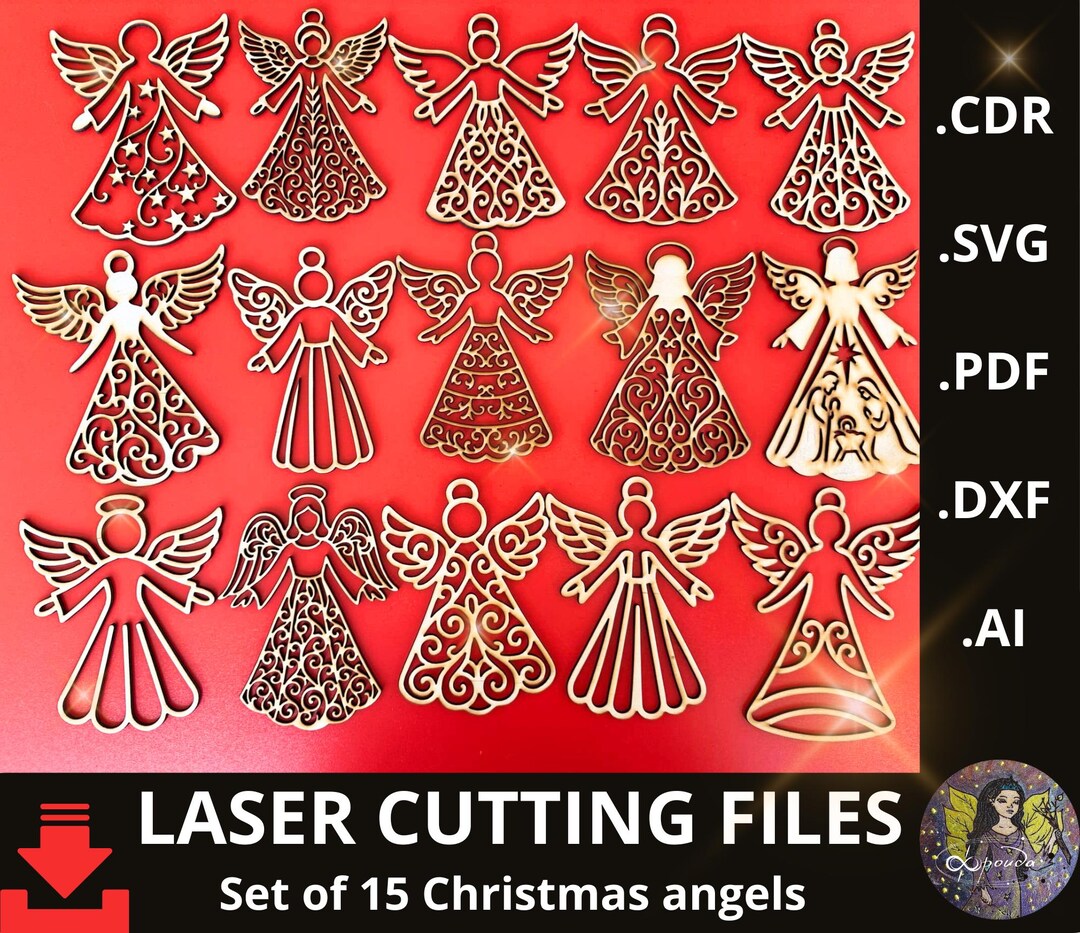 Christmas Laser Cut Files, Christmas Angels Laser Cut Bundle,set of 15 ...