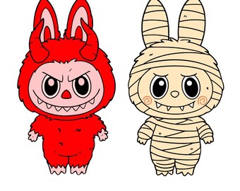 Horror Labubu PNG Bundle | 10 Cute Spooky Character Stickers ...