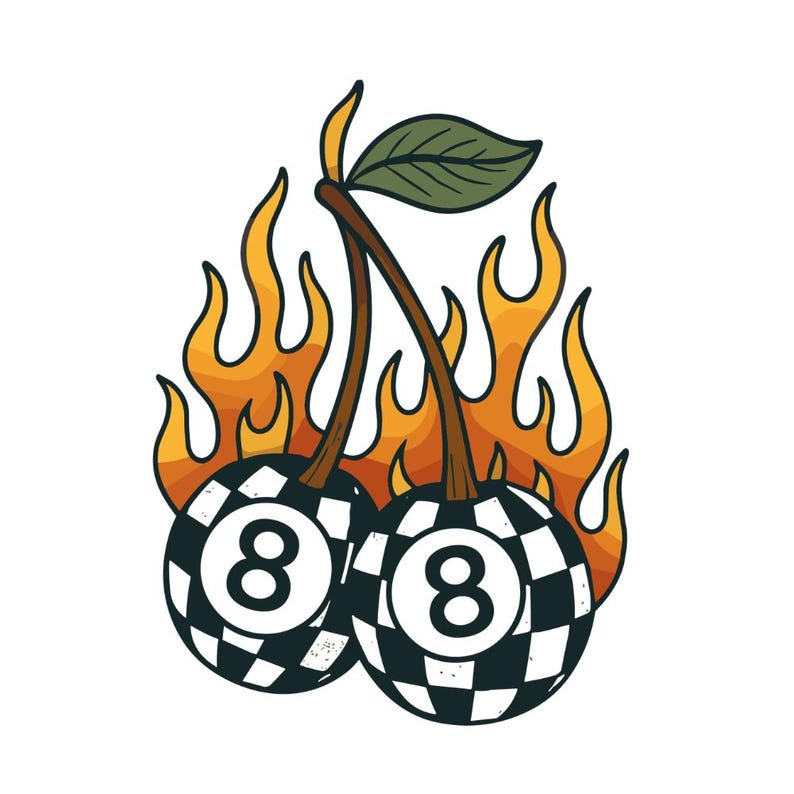Checkered Cherry Eight Ball PNG | Fire Mama Sublimation Clipart ...