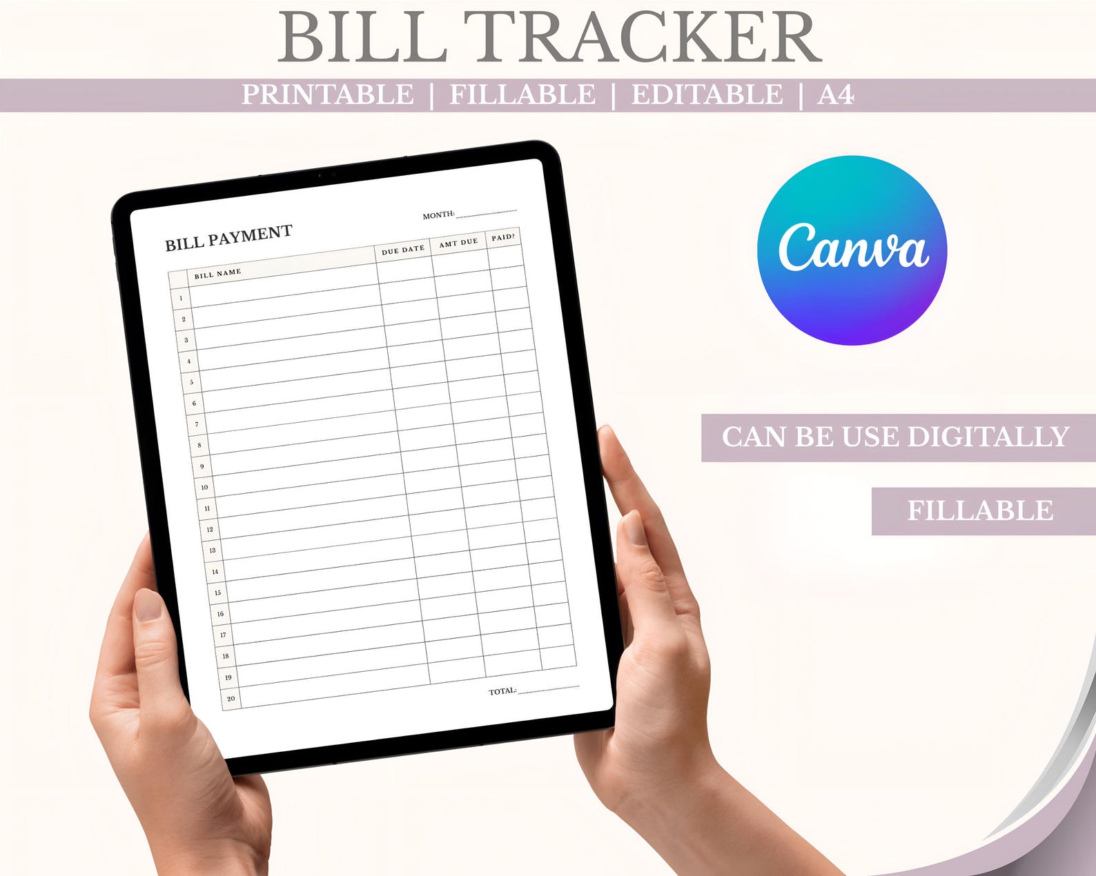 Minimalist Bill Payment Tracker – One-page Printable Budget Sheet ...