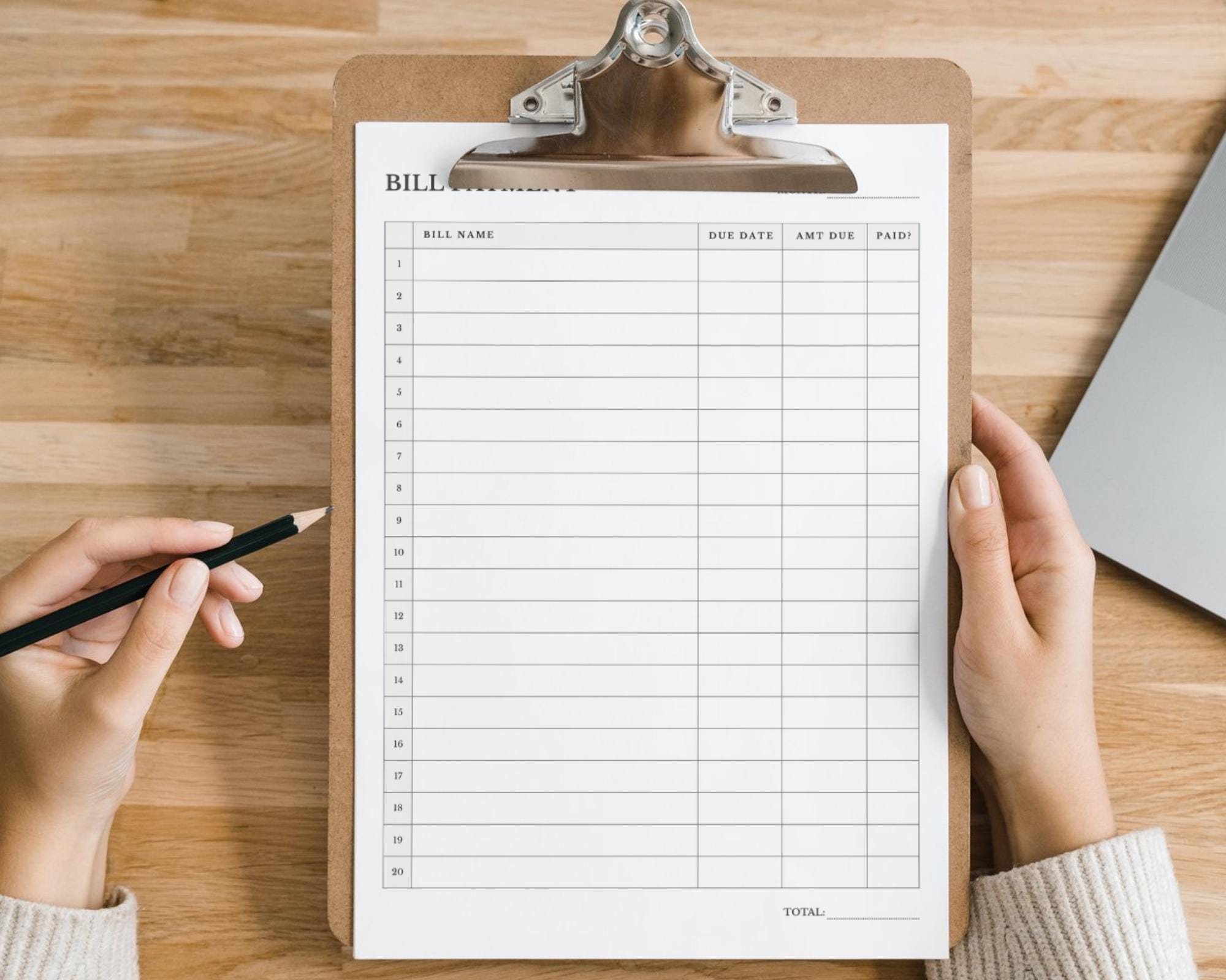 Minimalist Bill Payment Tracker – One-page Printable Budget Sheet ...
