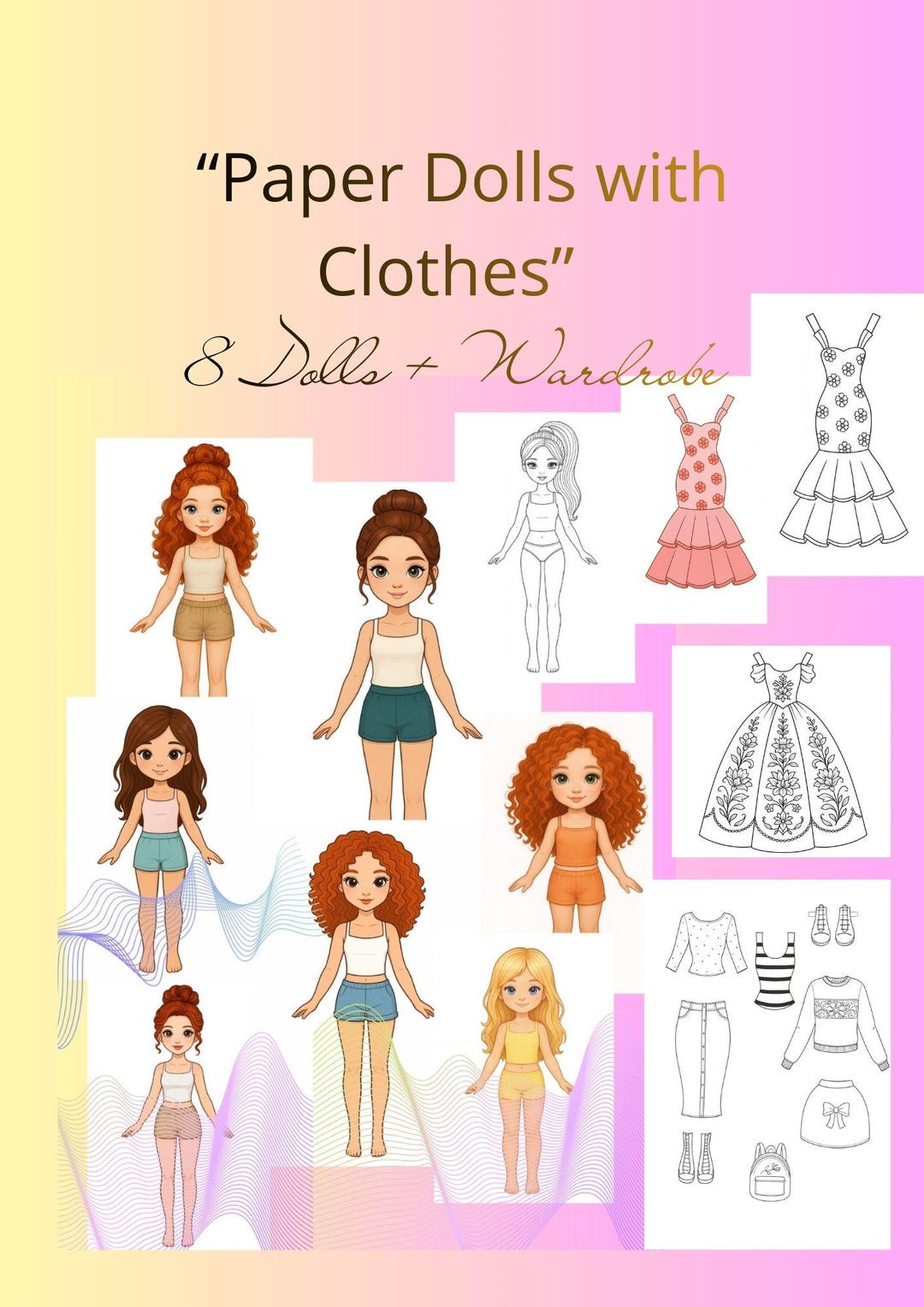 PDF Set “paper Dolls With Clothes” – 8 Dolls + Wardrobe - Etsy Canada